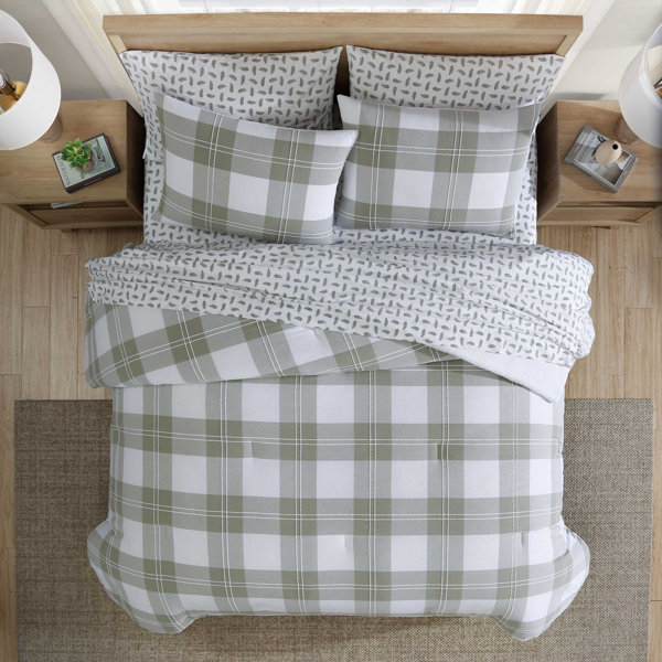 Eddie Bauer Mountain Embroidery Plaid Cotton Green Comforter Set & Reviews | Wayfair
